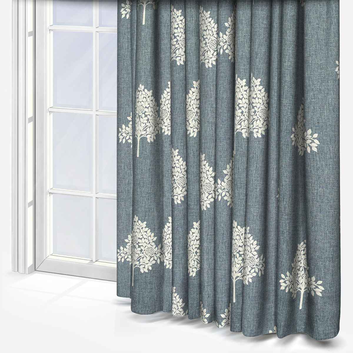 William Morris At Home Marigold Tree Embroidery Woad Curtain | Blinds ...