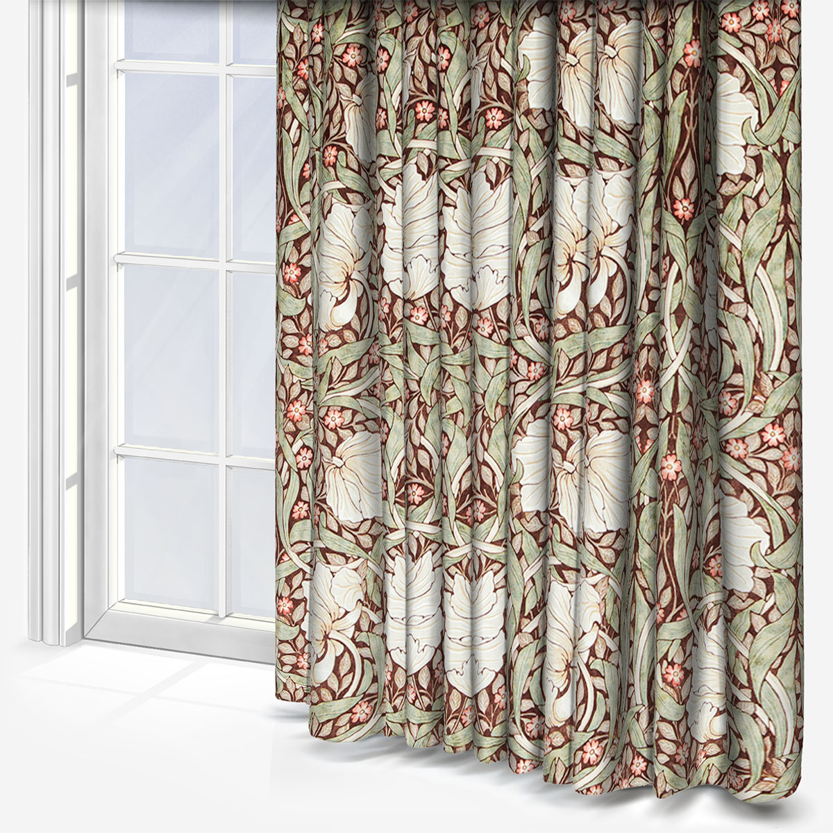William Morris At Home Pimpernel Velvet Brick Curtain | Blinds Direct