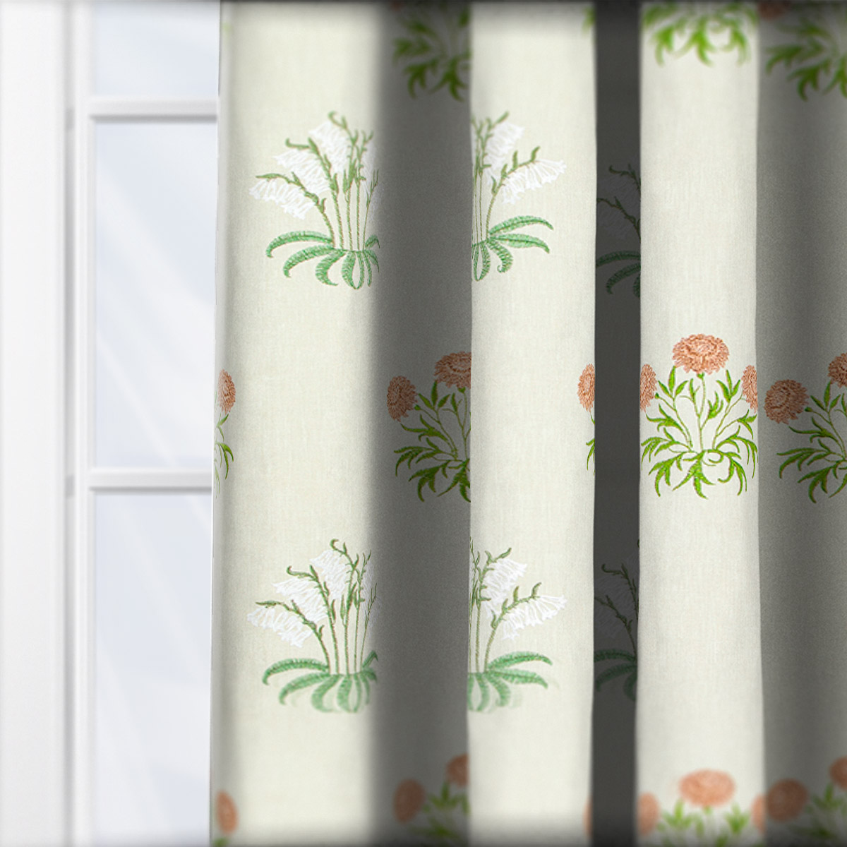 William Morris At Home Lily Flower Embroidery Nettle Curtain | Blinds ...