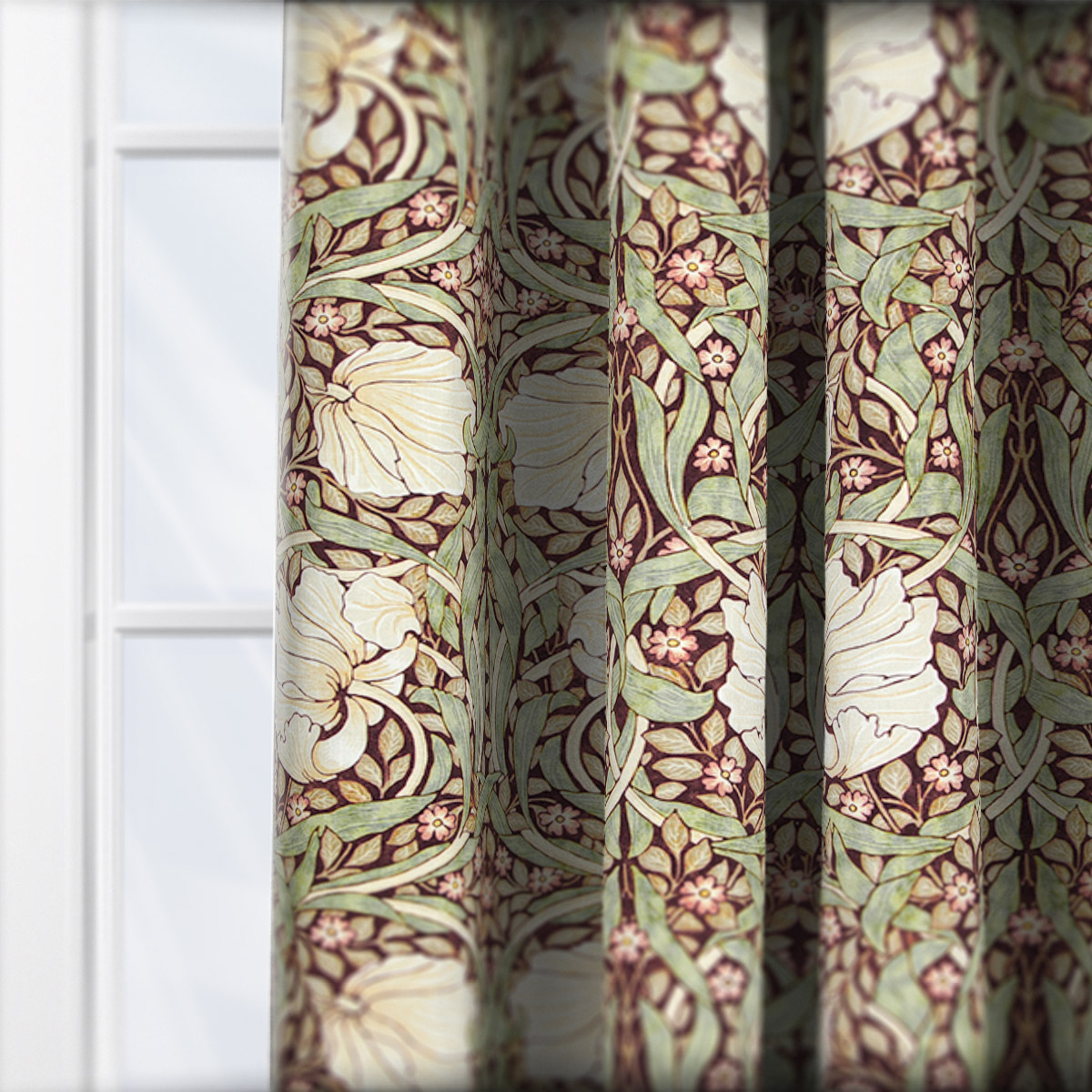 William Morris At Home Pimpernel Brick Curtain | Blinds Direct