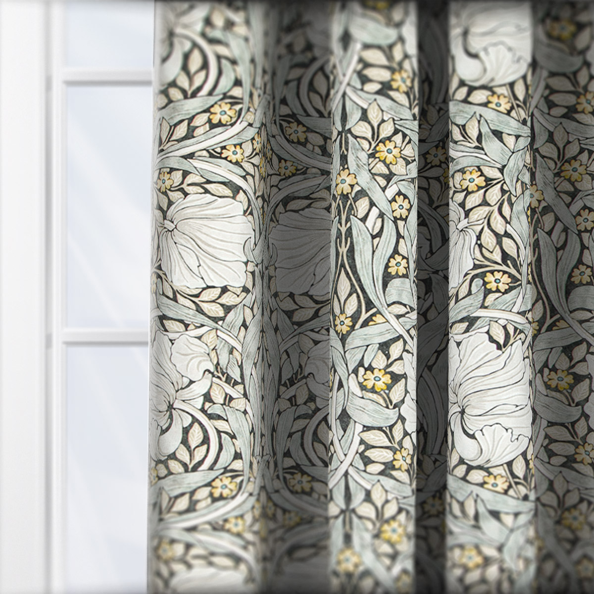 William Morris At Home Pimpernel Velvet Flint Curtain | Blinds Direct