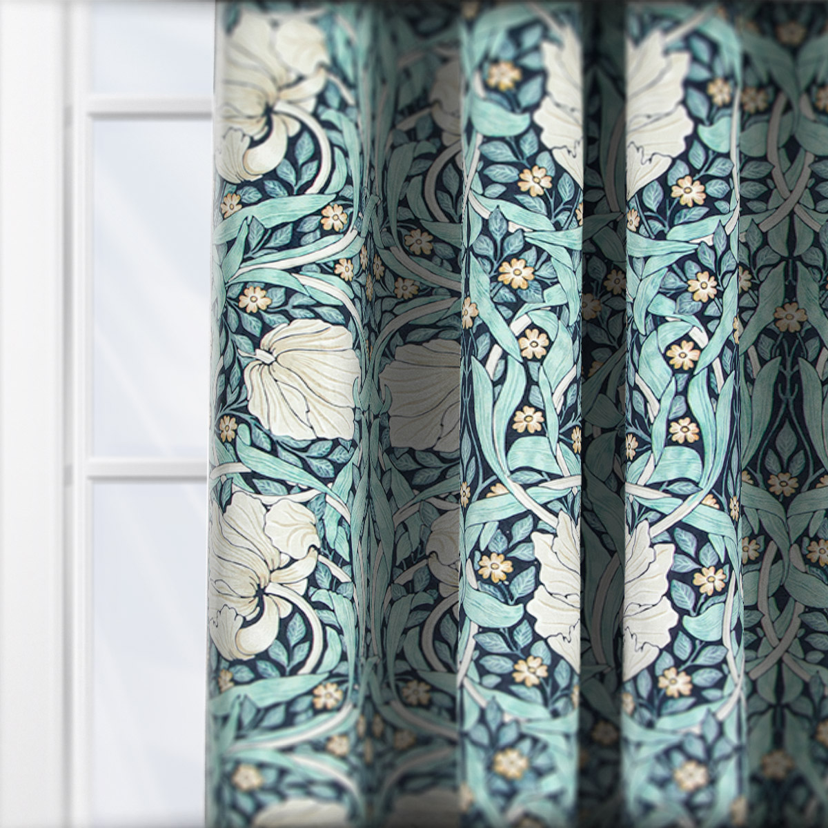 William Morris At Home Pimpernel Velvet Indigo Curtain | Blinds Direct