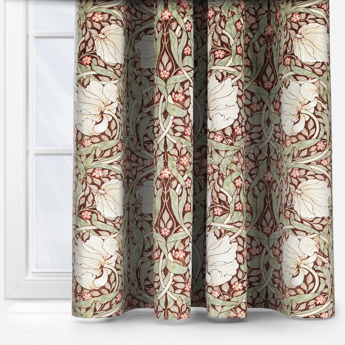 William Morris At Home Pimpernel Velvet Brick Curtain | Blinds Direct