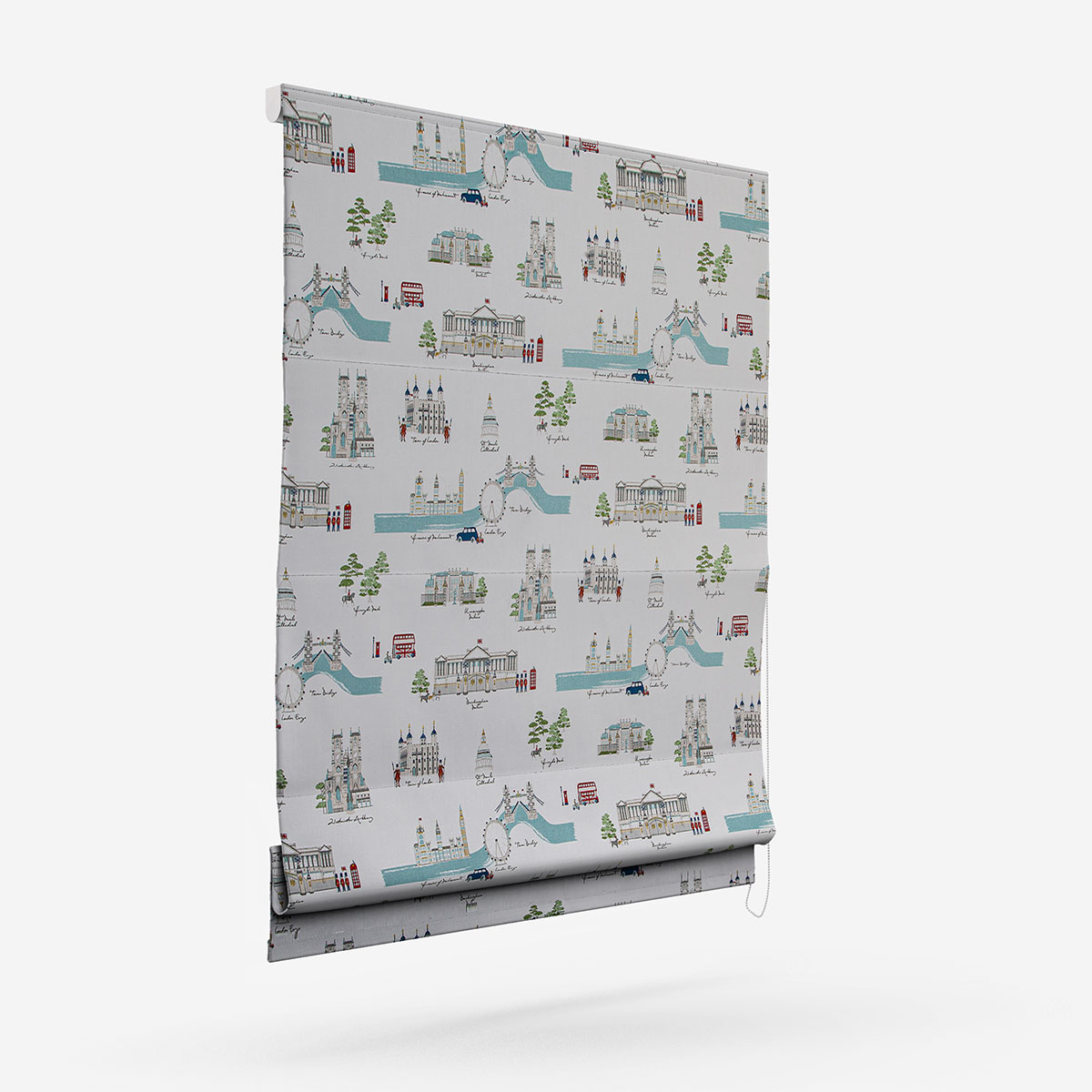 Sophie Allport London Scene White & Blue Roman Blind | Blinds Direct