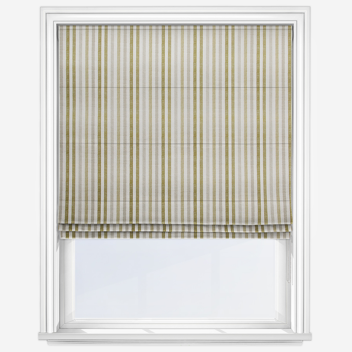 Emily Bond Cornish Stripe Gold Natural Roman Blind | Blinds Direct