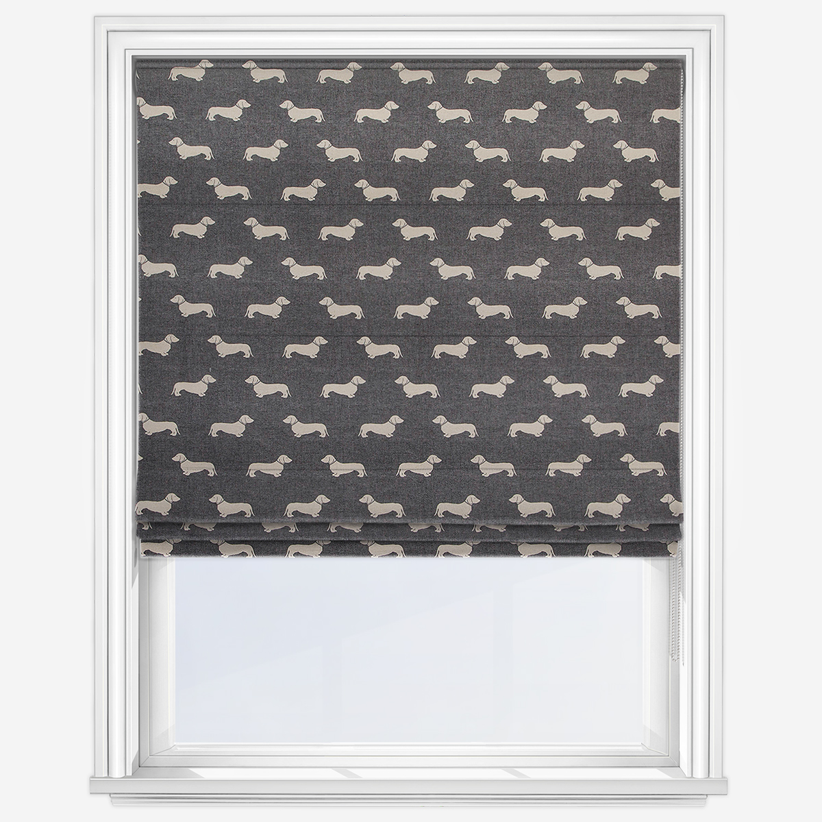 Emily Bond Peggy Smoke Roman Blind | Blinds Direct