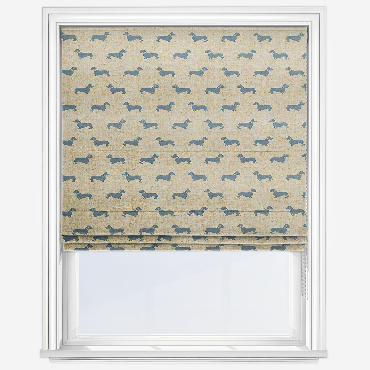 Emily Bond Peggy True Blue Roman Blind | Blinds Direct