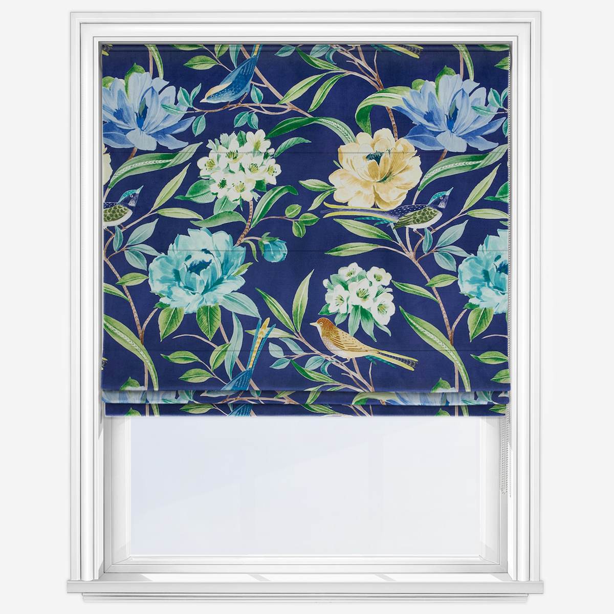 Shangri La Navy Roman Blind | Blinds Direct