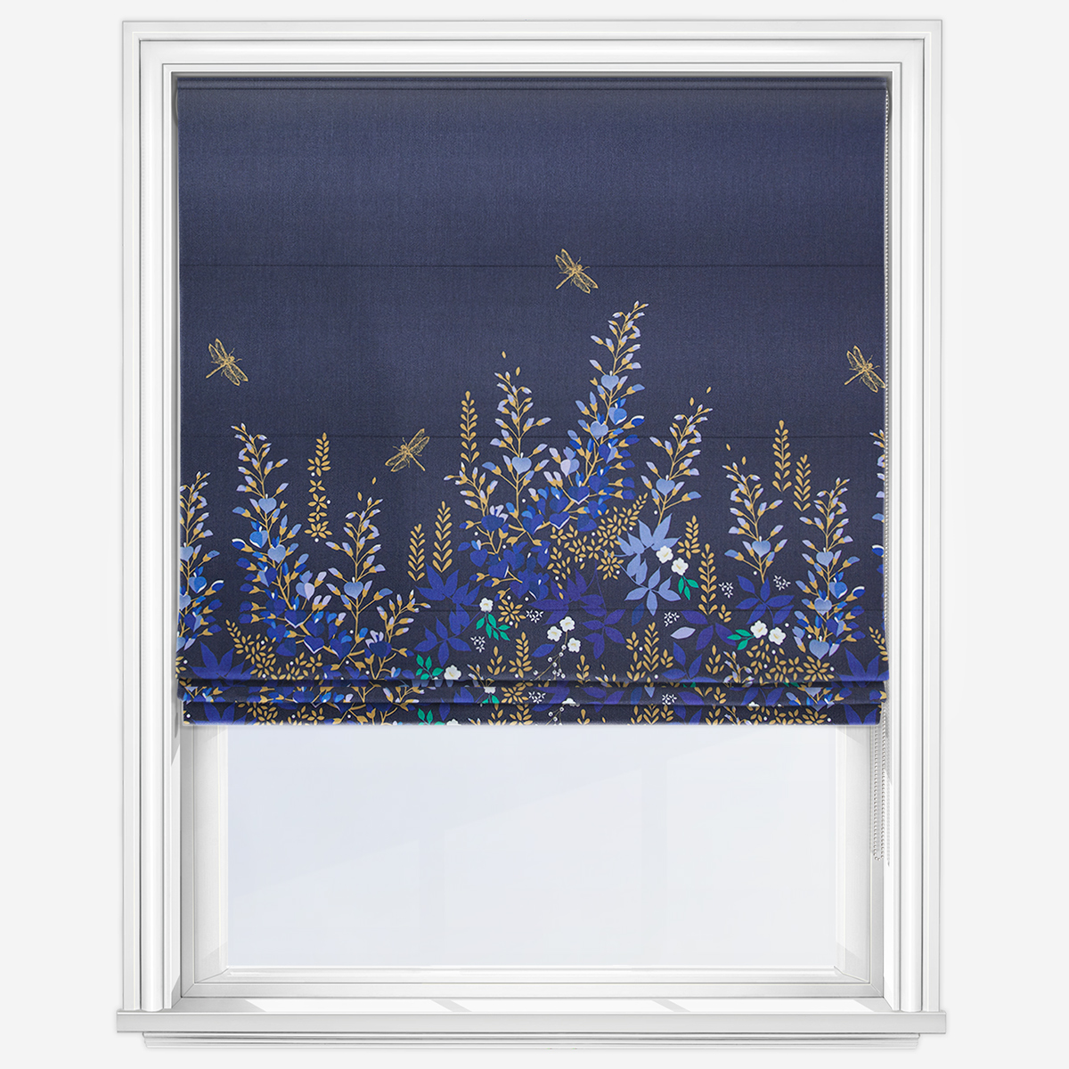 Sara Miller Wisteria Navy Roman Blind | Blinds Direct
