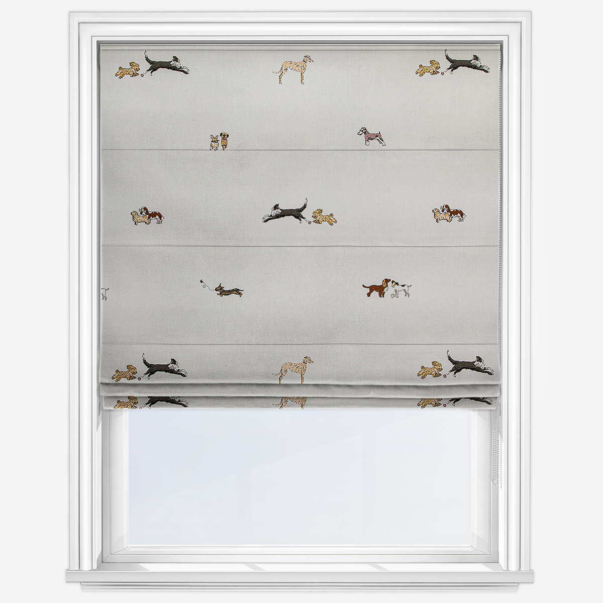 Sophie Allport Doggy Daycare Off White Roman Blind | Blinds Direct