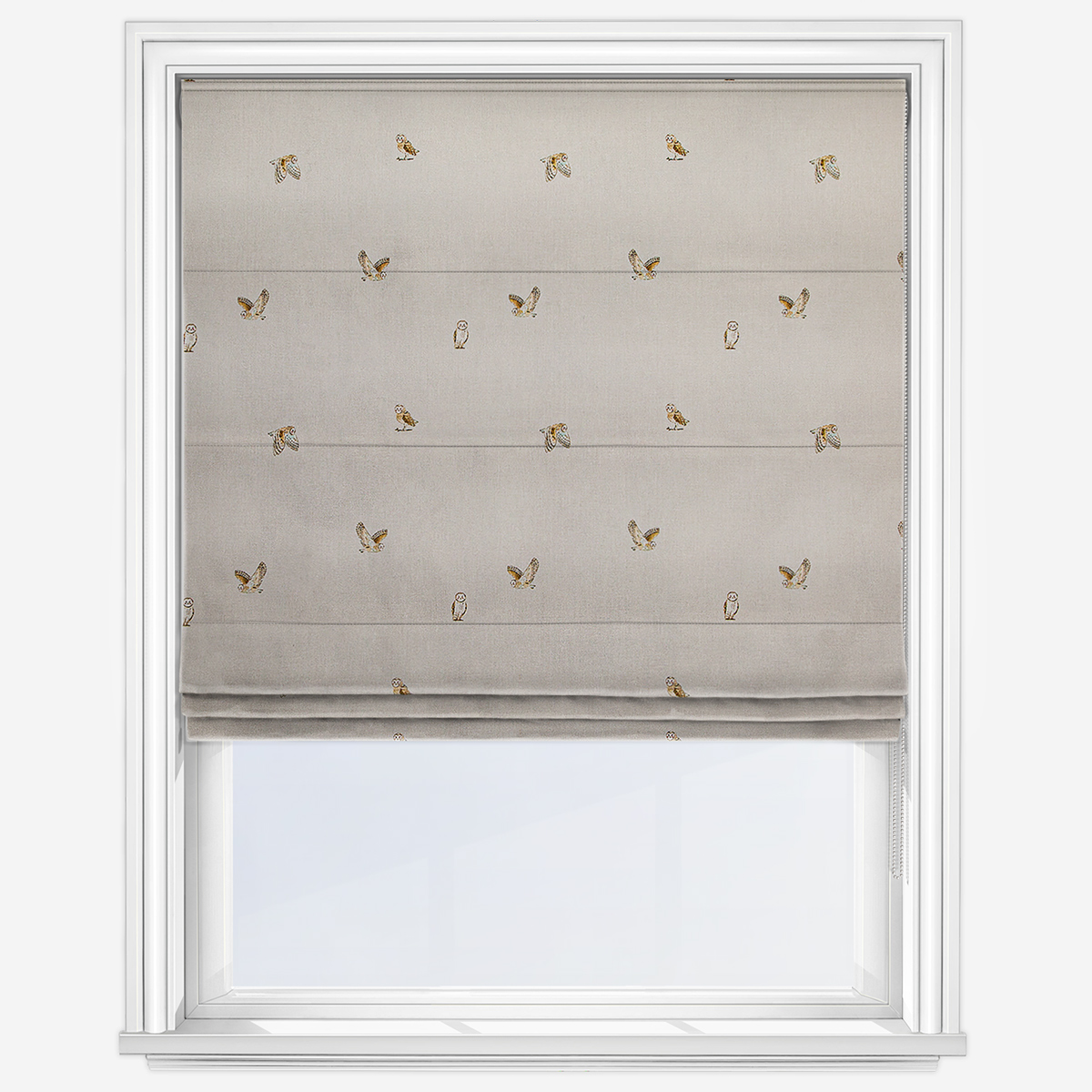 Sophie Allport Snowy Owls Off White Roman Blind | Blinds Direct
