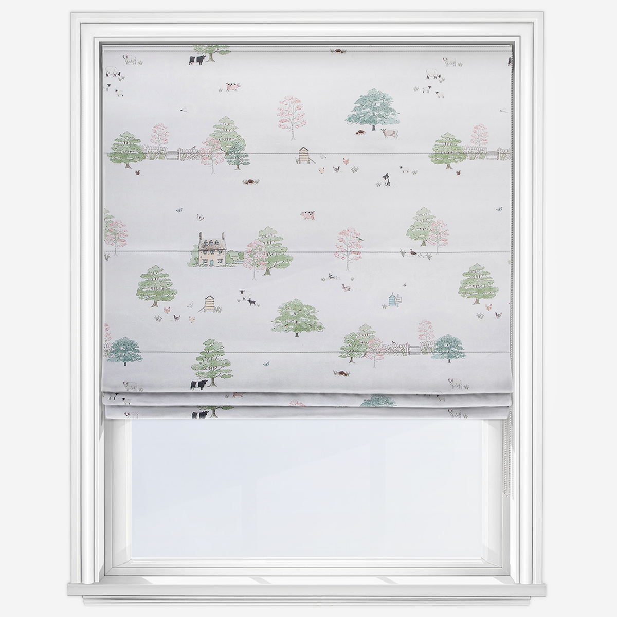 Sophie Allport Spring Cottage White Roman Blind | Blinds Direct
