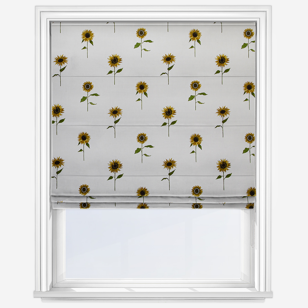 Sophie Allport Sunflowers White Roman Blind | Blinds Direct