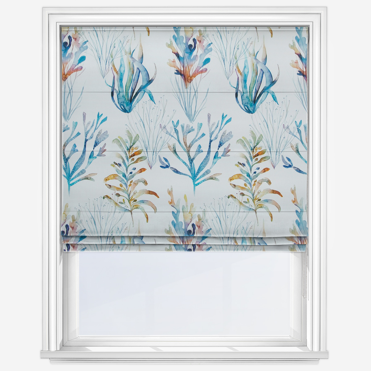 Voyage Coral Reef Cobalt Roman Blind