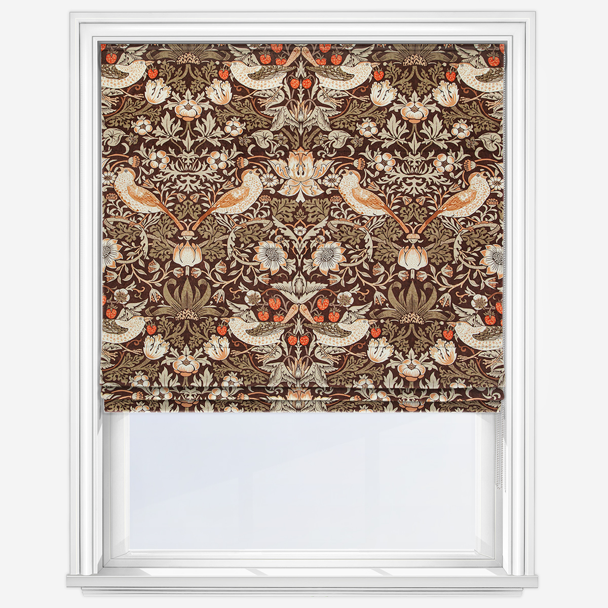 William Morris At Home Strawberry Thief Velvet Acorn Roman Blind ...