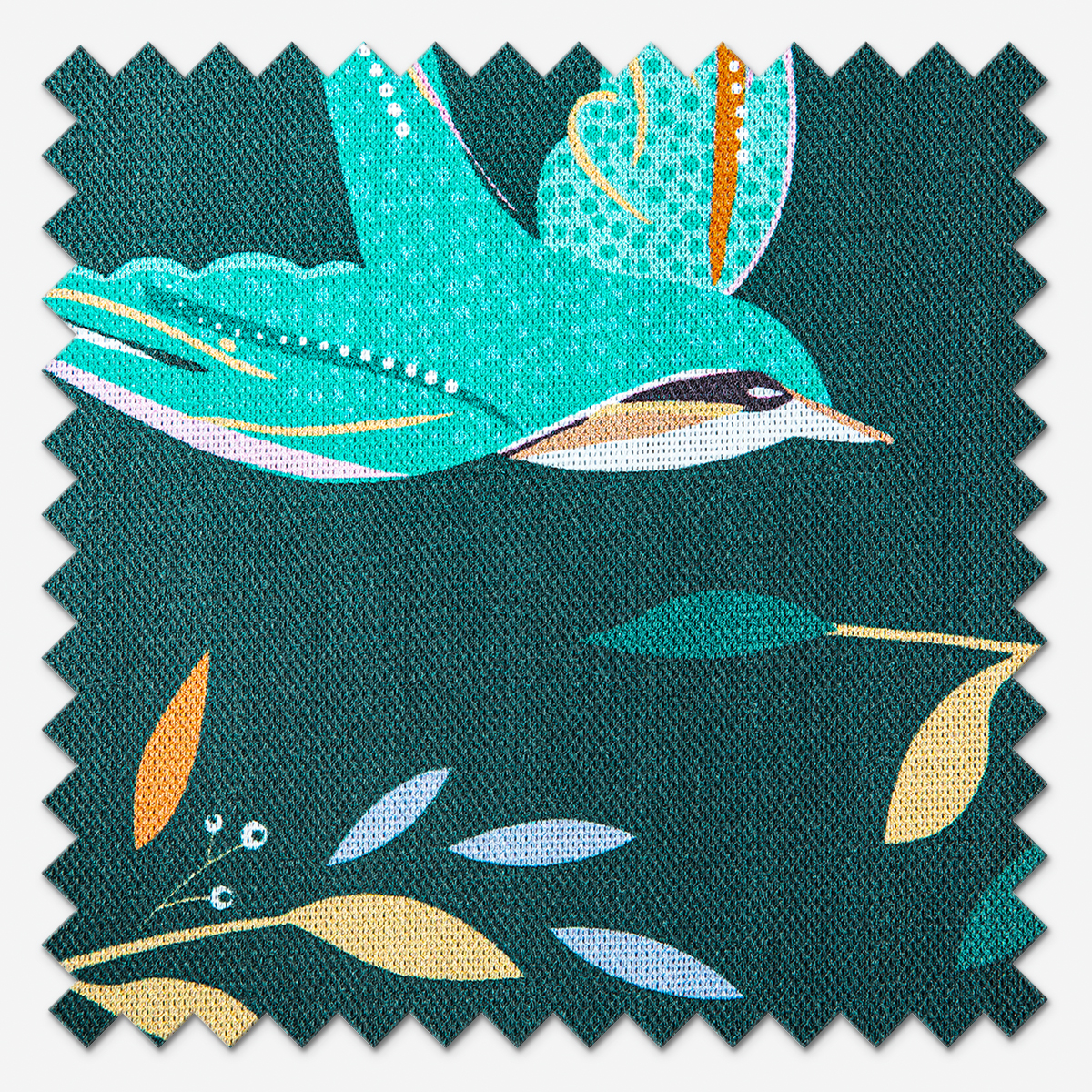 Sara Miller Swallows Forest Green Roman Blind | Blinds Direct