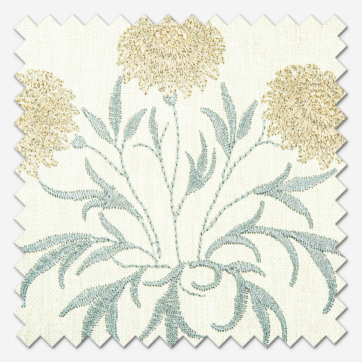 William Morris At Home Lily Flower Embroidery Woad Curtain | Blinds Direct