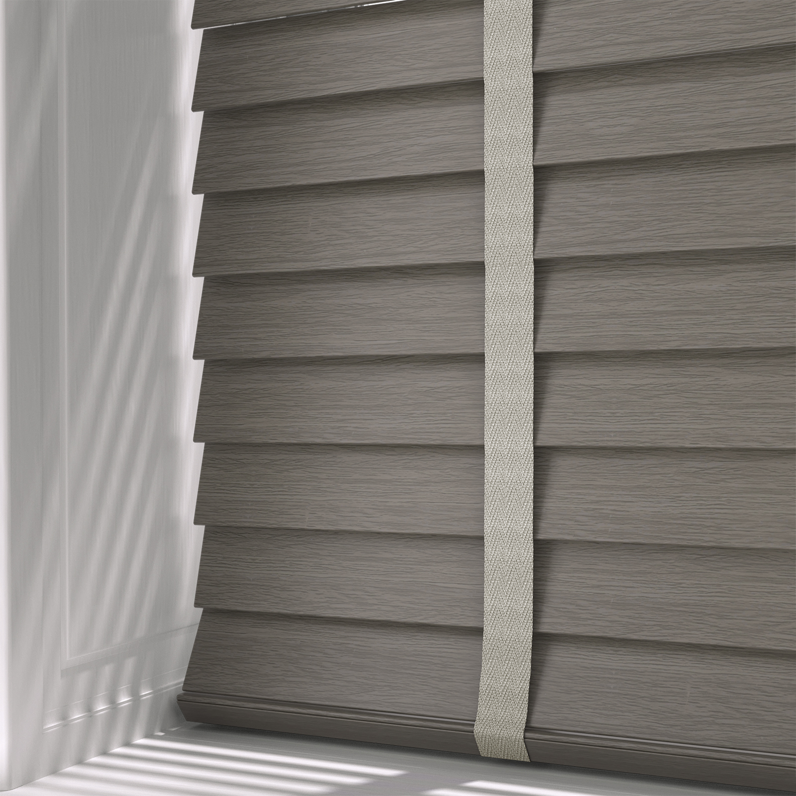 Aspect Graphite Grey with Light Grey Tapes Faux Wood Venetian Blind ...