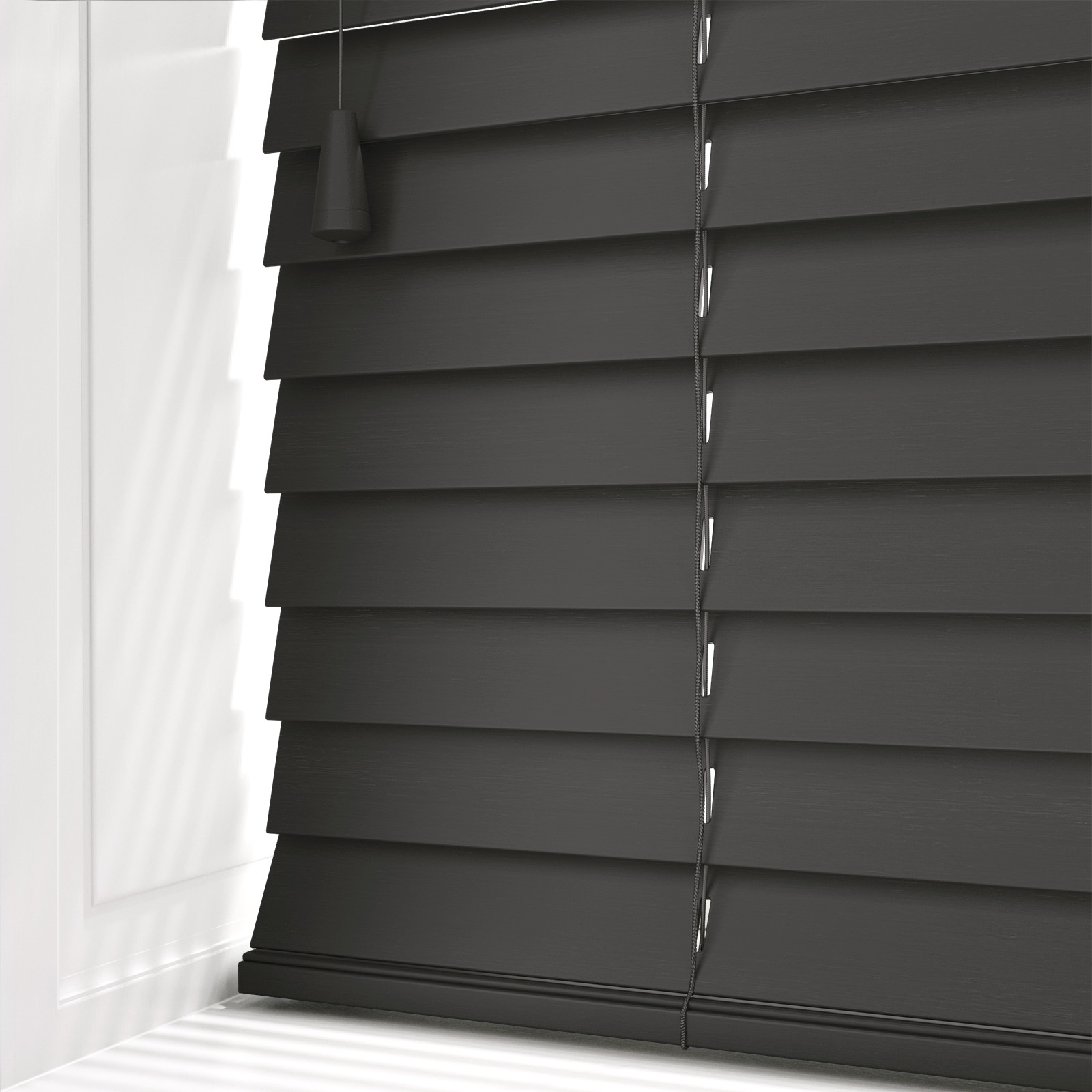 Hikari Bamboo Ember Grey Wooden Venetian Blind | Blinds Direct