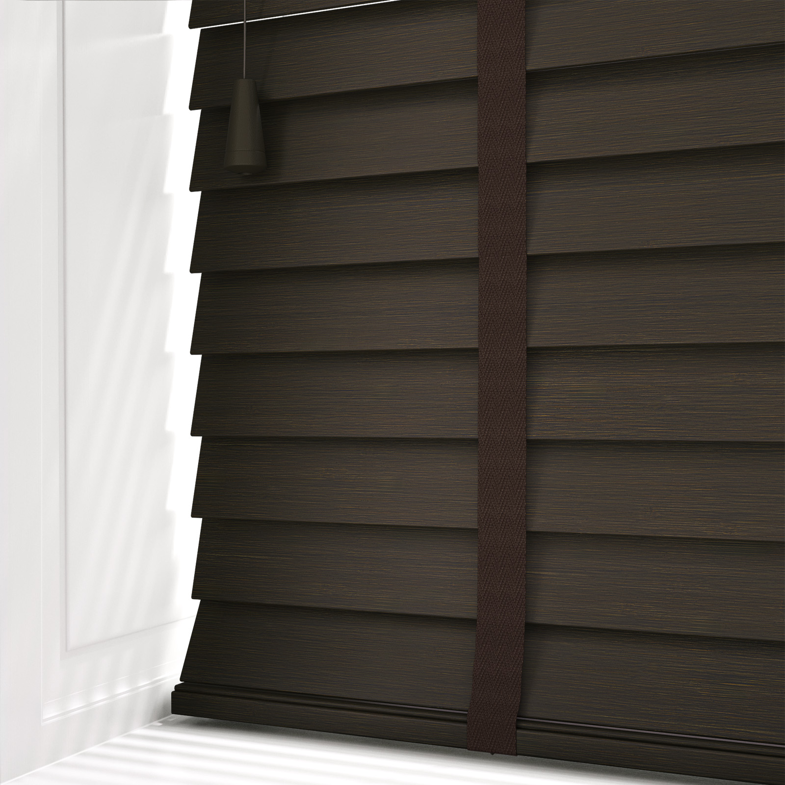 Hikari Bamboo Smoked Walnut with Walnut Tapes Wooden Venetian Blind ...