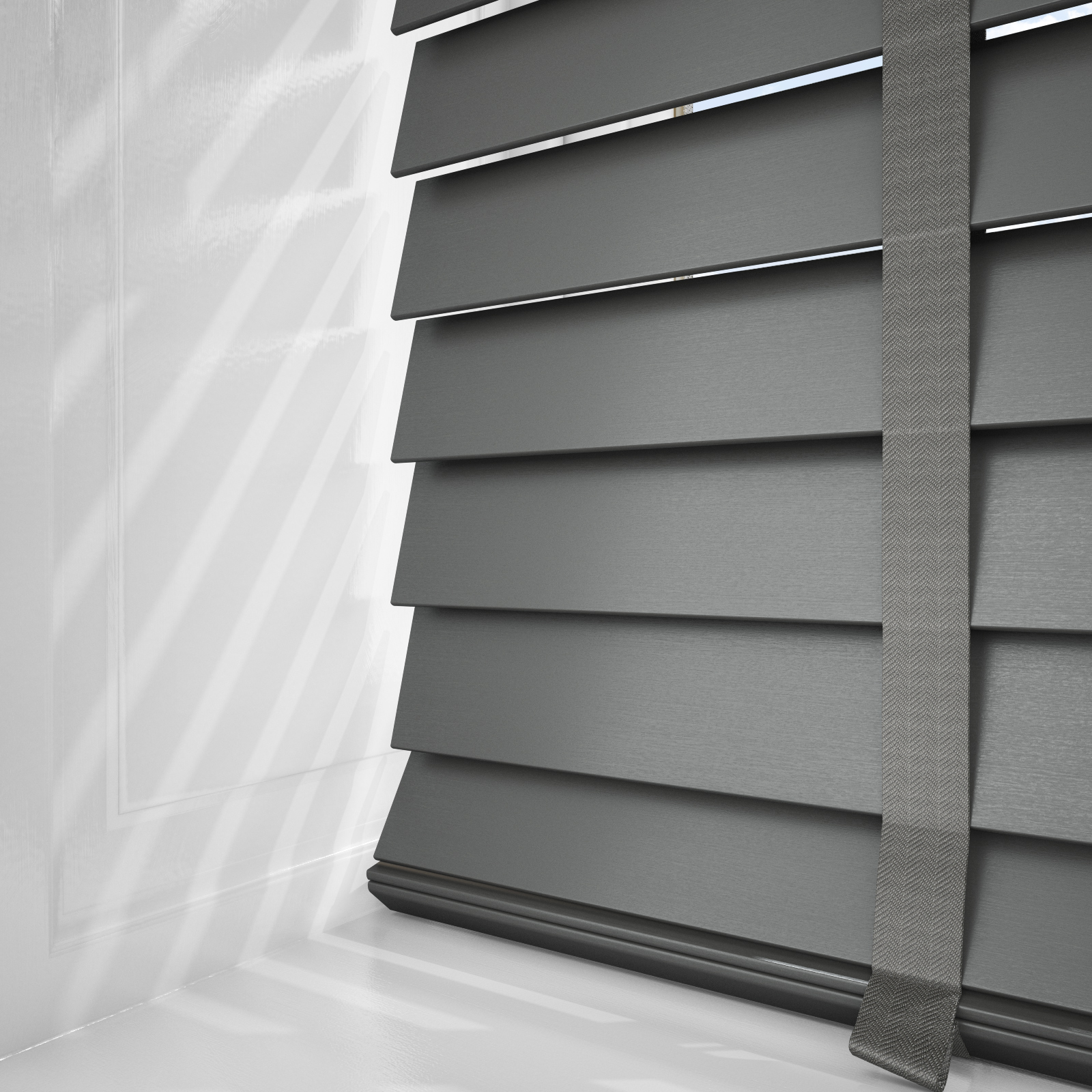 Designer Dark Grey with Tapes Wooden Venetian Blind | Blinds Direct