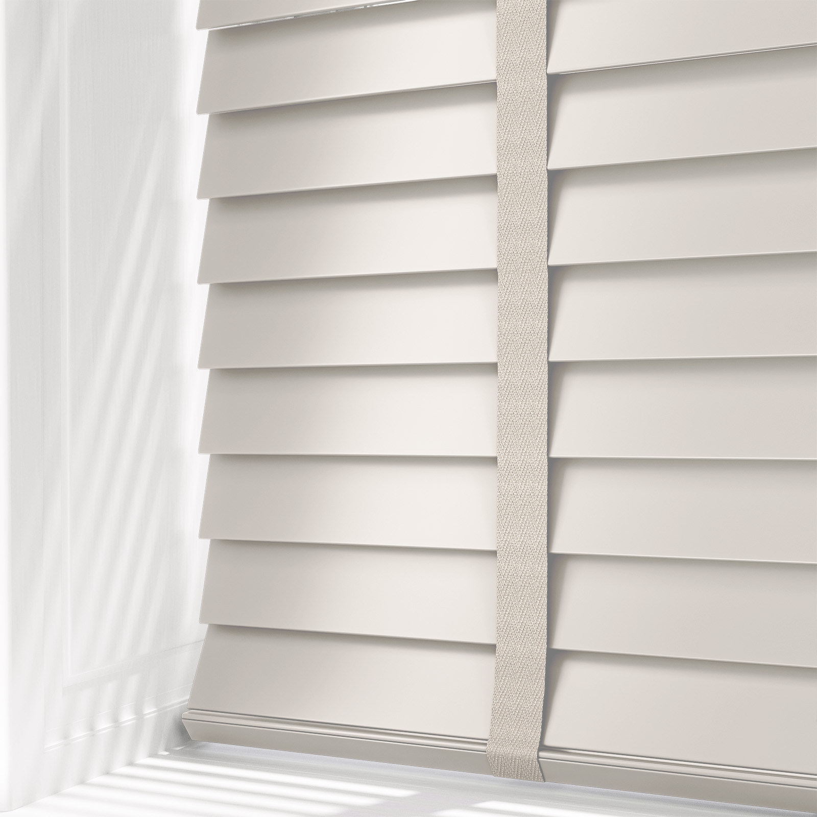 WoodLux Alabaster with Tapes Faux Wood Venetian Blind | Blinds Direct