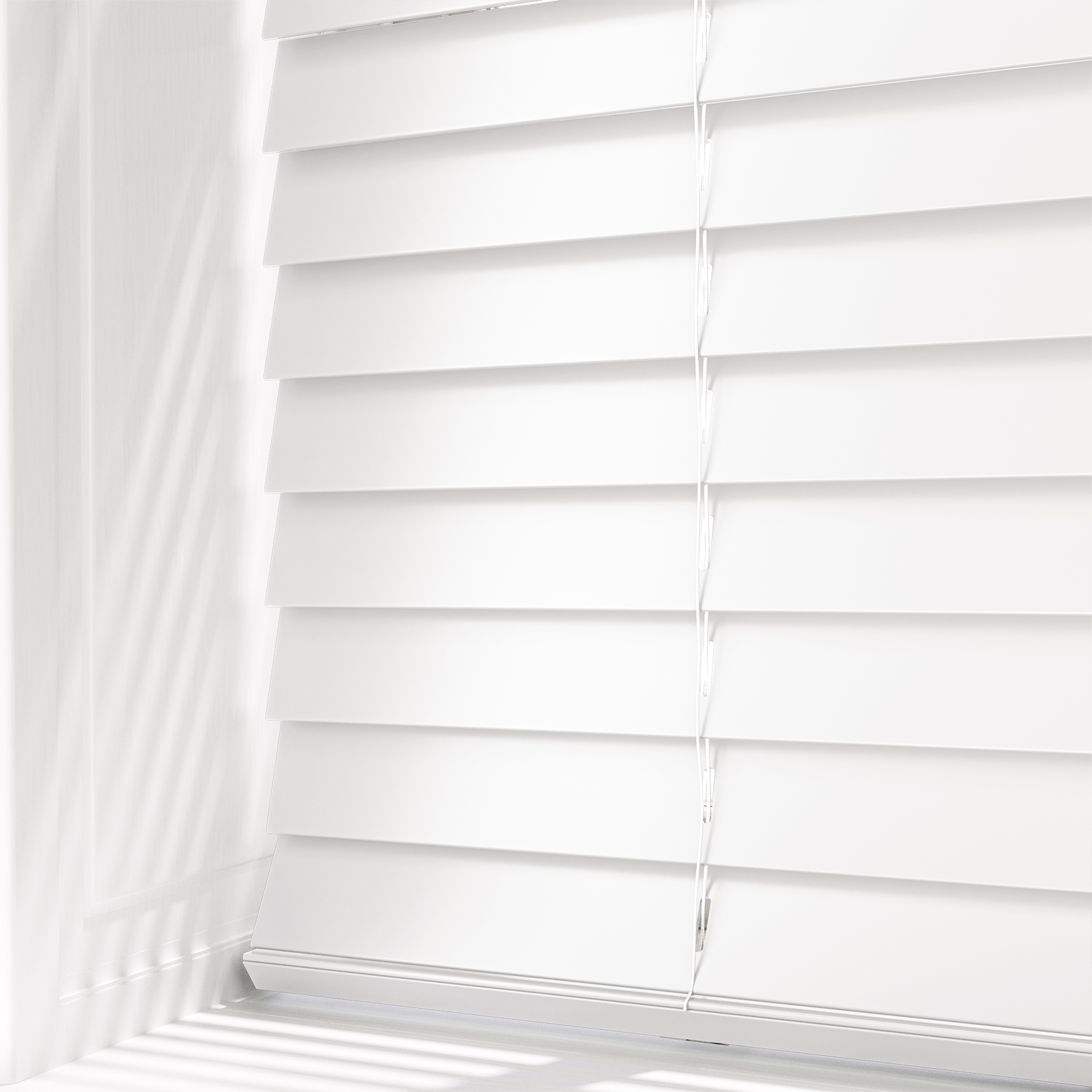 WoodLux Bright White Faux Wood Venetian Blind | Blinds Direct
