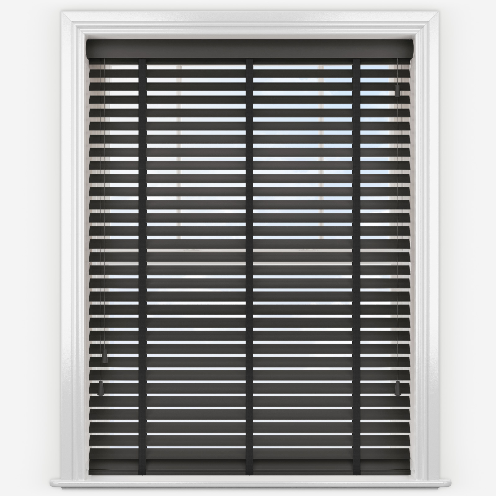 Hikari Bamboo Ember Grey with Black Tapes Wooden Venetian Blind ...