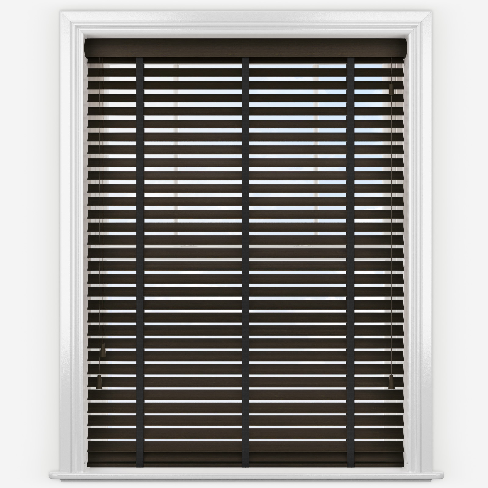 Hikari Bamboo Smoked Walnut with Black Tapes Wooden Venetian Blind ...