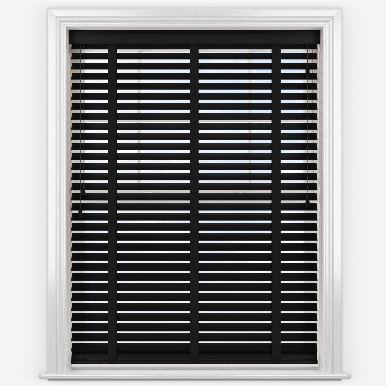 Opulence Black with Black Tapes Wooden Venetian Blind | Blinds Direct