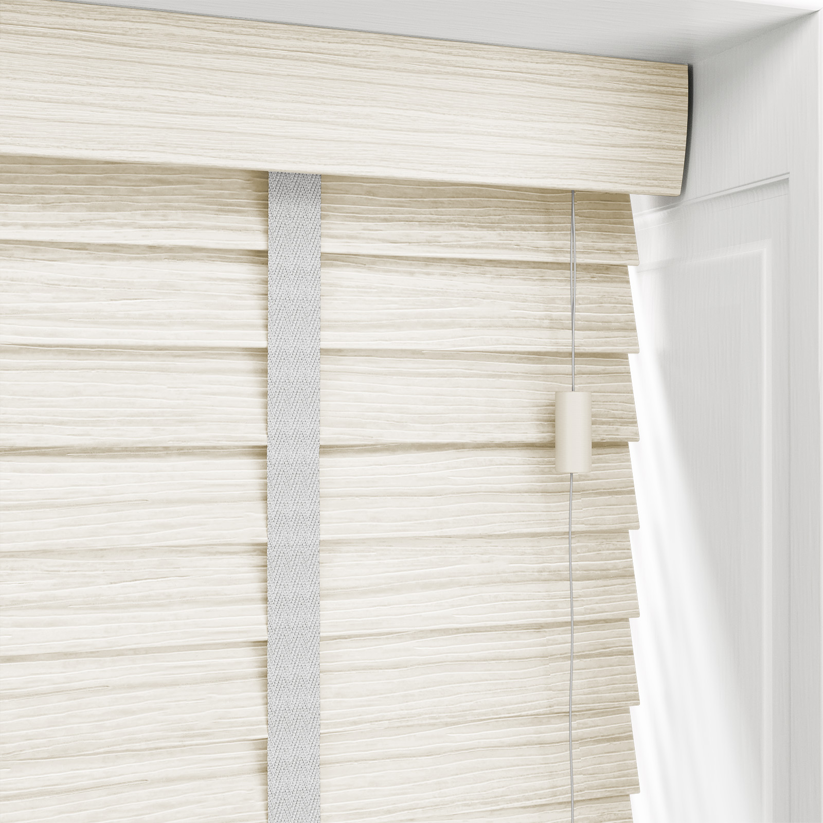 Aspect Beechwood with Light Grey Tapes Faux Wood Venetian Blind ...