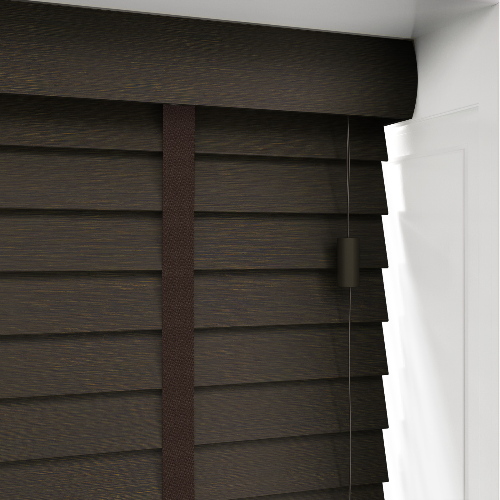 Hikari Bamboo Smoked Walnut with Walnut Tapes Wooden Venetian Blind ...