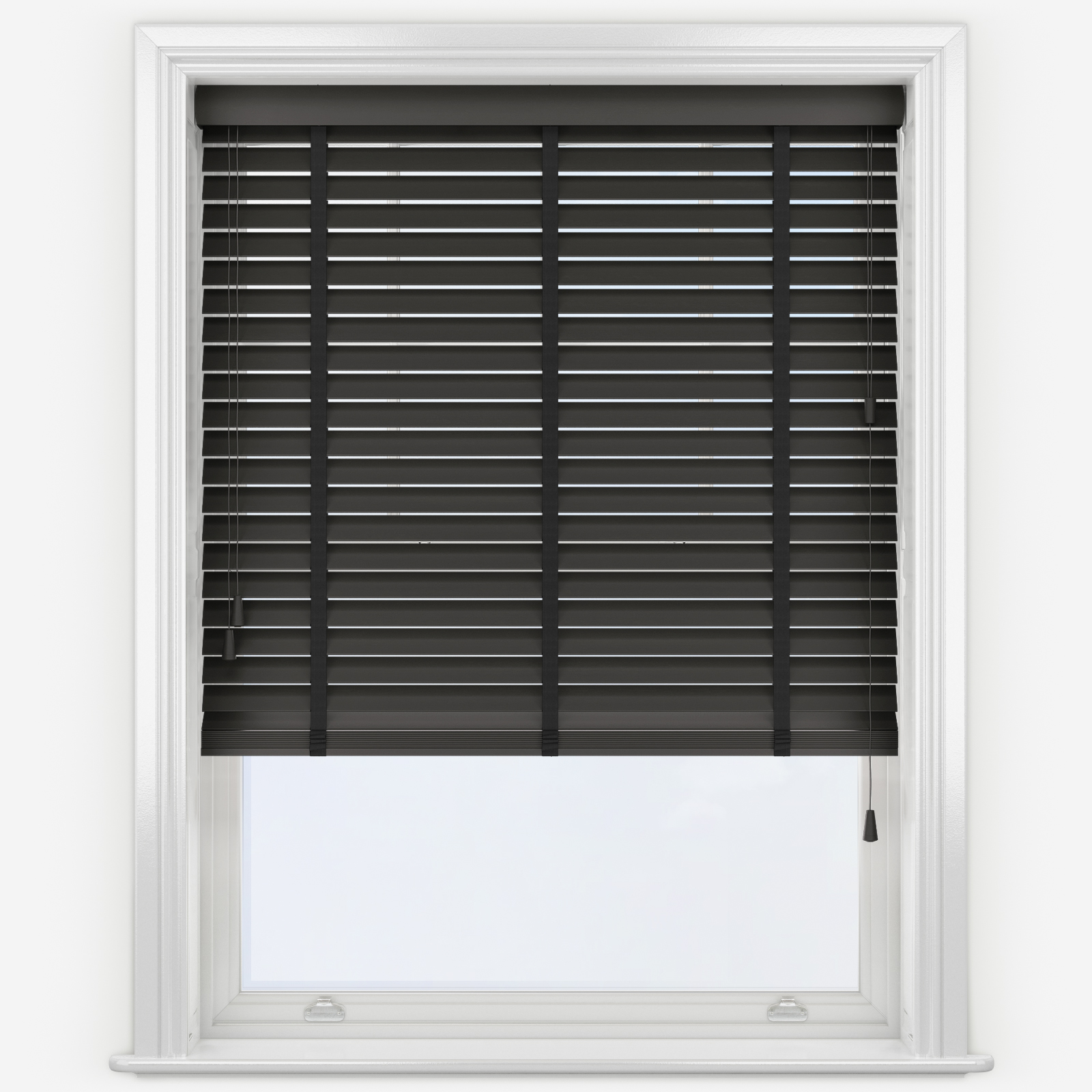Hikari Bamboo Ember Grey with Black Tapes Wooden Venetian Blind ...