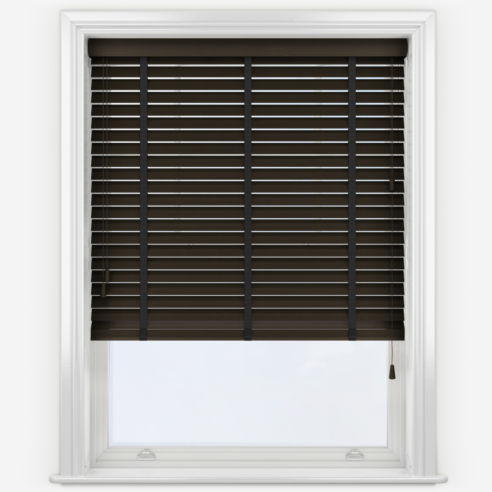 Hikari Bamboo Smoked Walnut with Black Tapes Wooden Venetian Blind ...