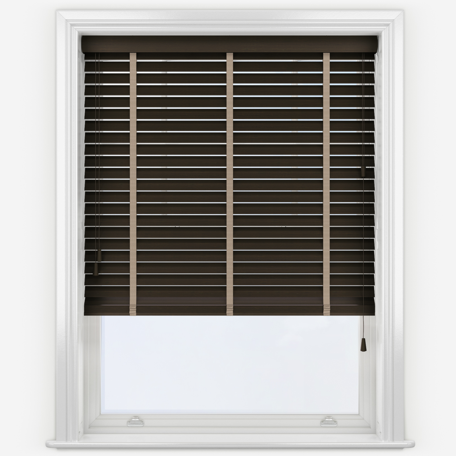 Hikari Bamboo Smoked Walnut with Clay Tapes Wooden Venetian Blind ...