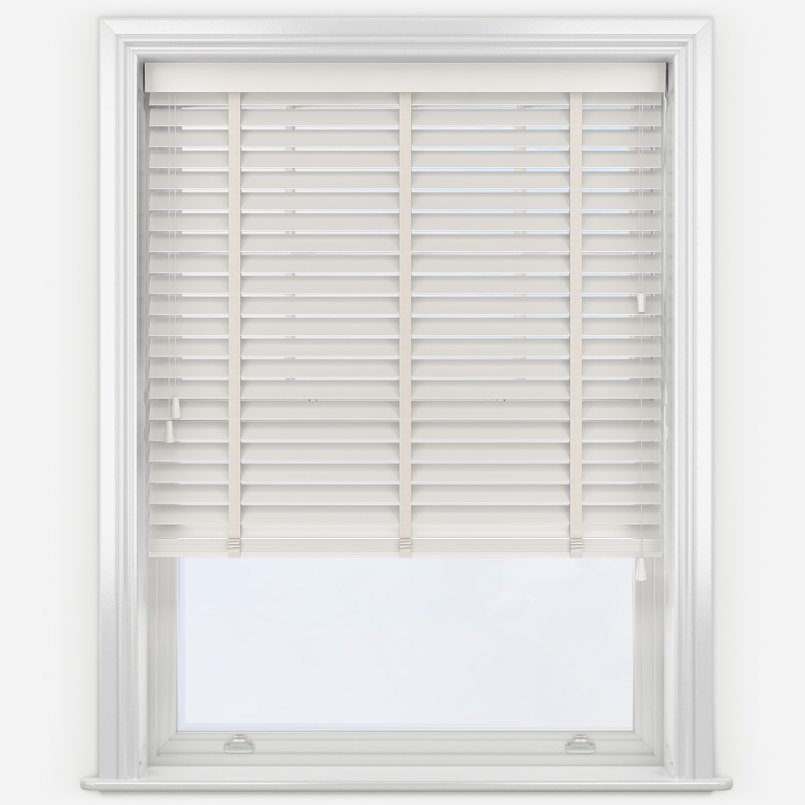 WoodLux Alabaster with Tapes Faux Wood Venetian Blind | Blinds Direct