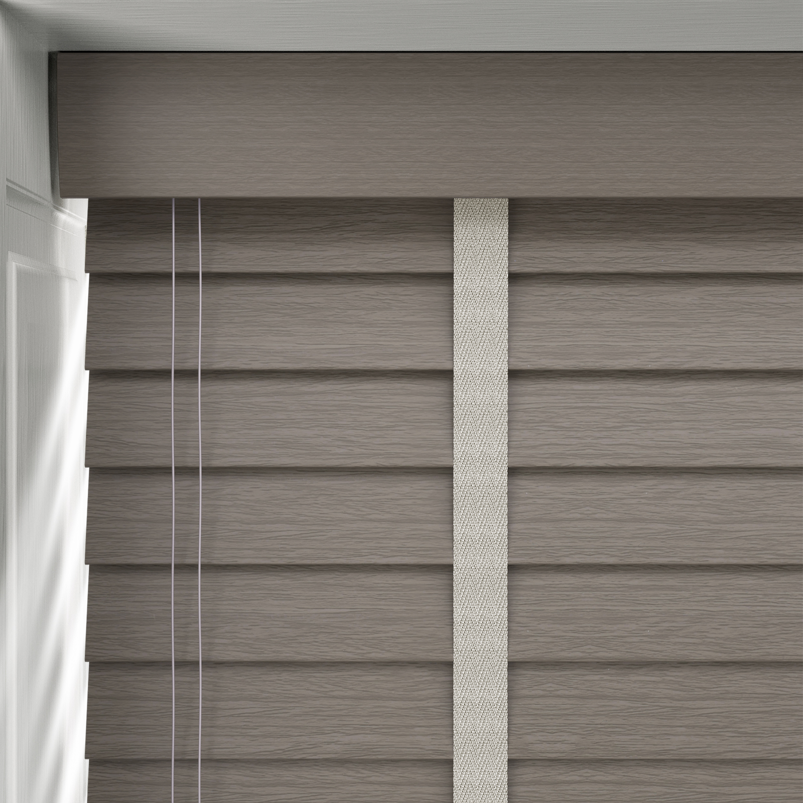 Aspect Graphite Grey with Light Grey Tapes Faux Wood Venetian Blind ...