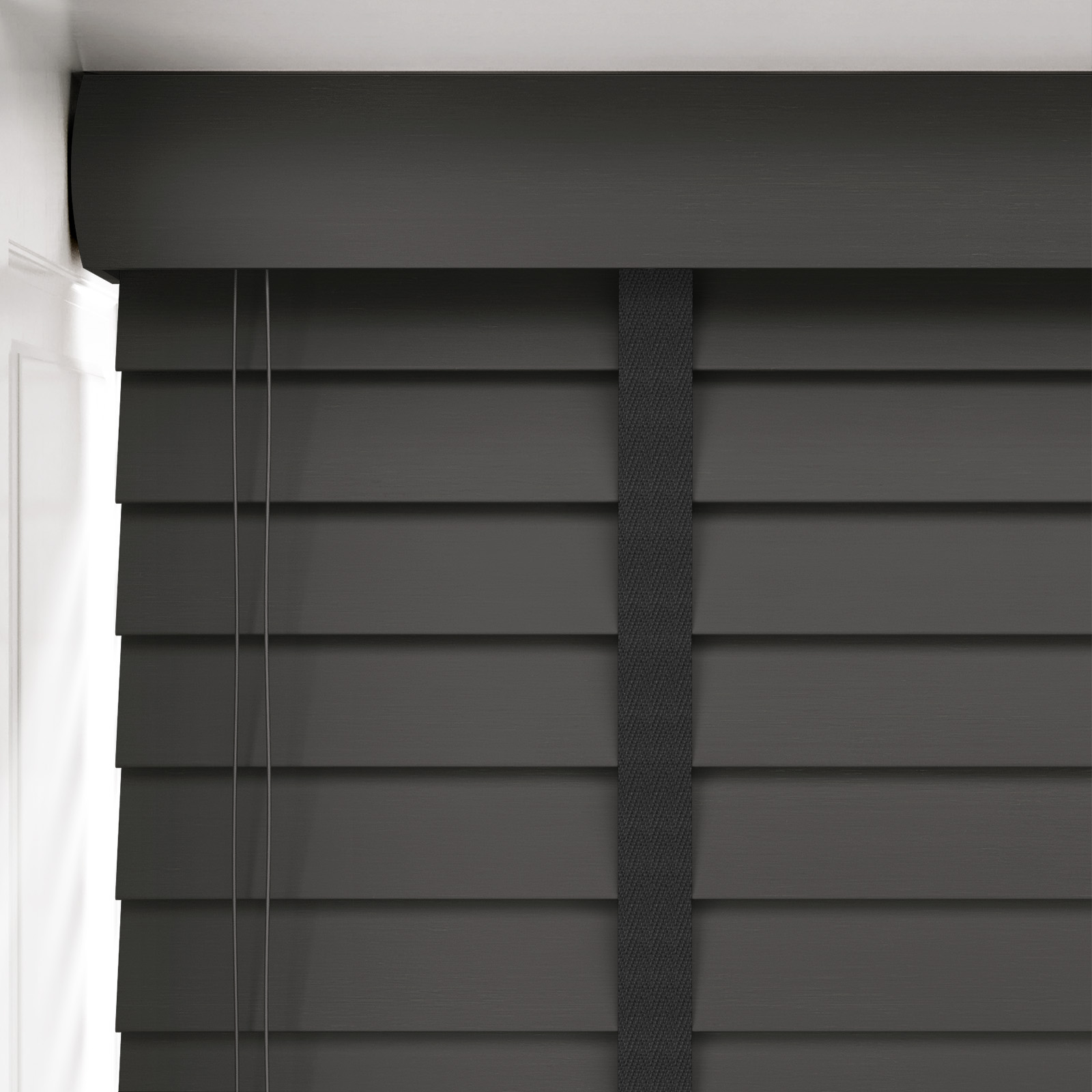 Hikari Bamboo Ember Grey with Black Tapes Wooden Venetian Blind ...