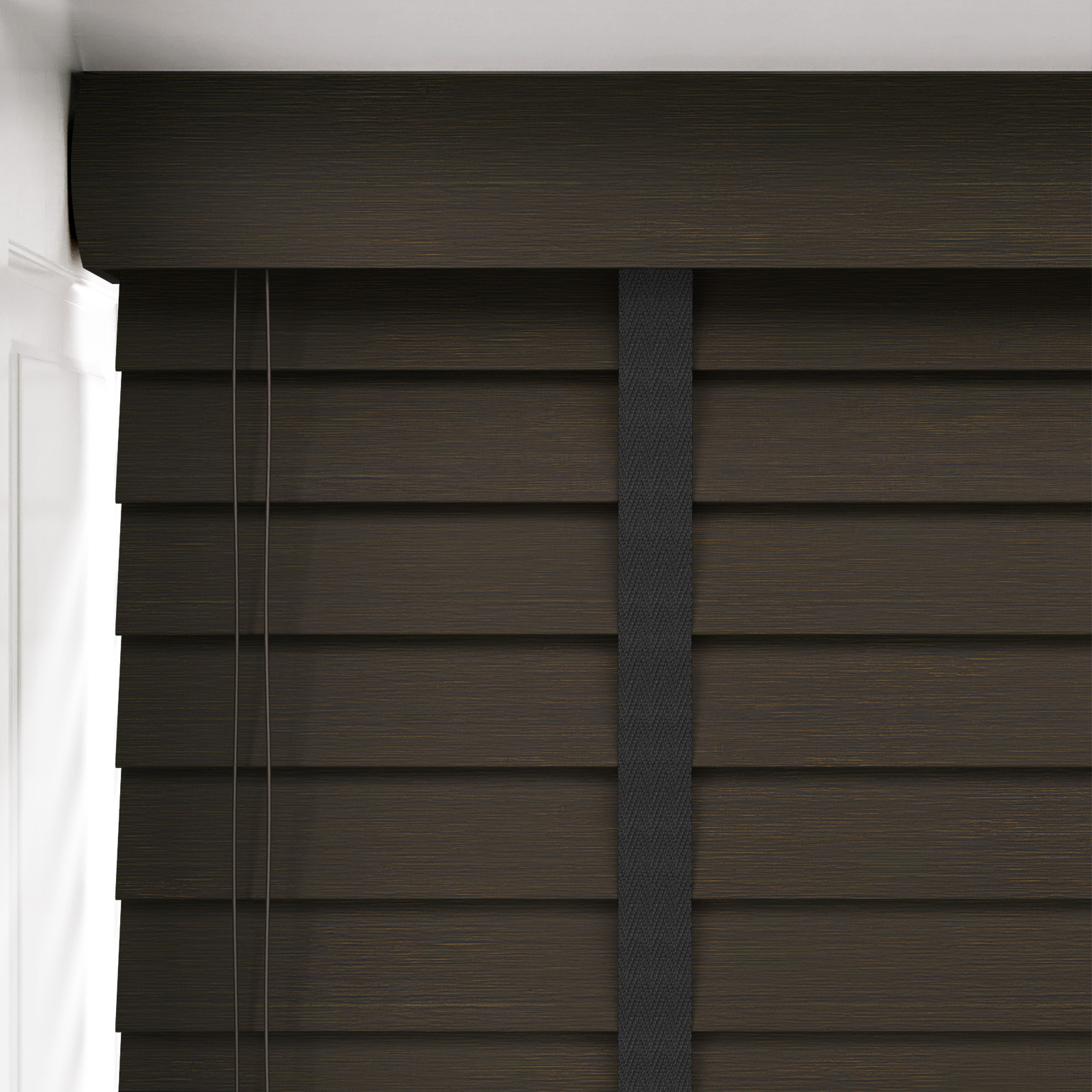 Hikari Bamboo Smoked Walnut with Black Tapes Wooden Venetian Blind ...