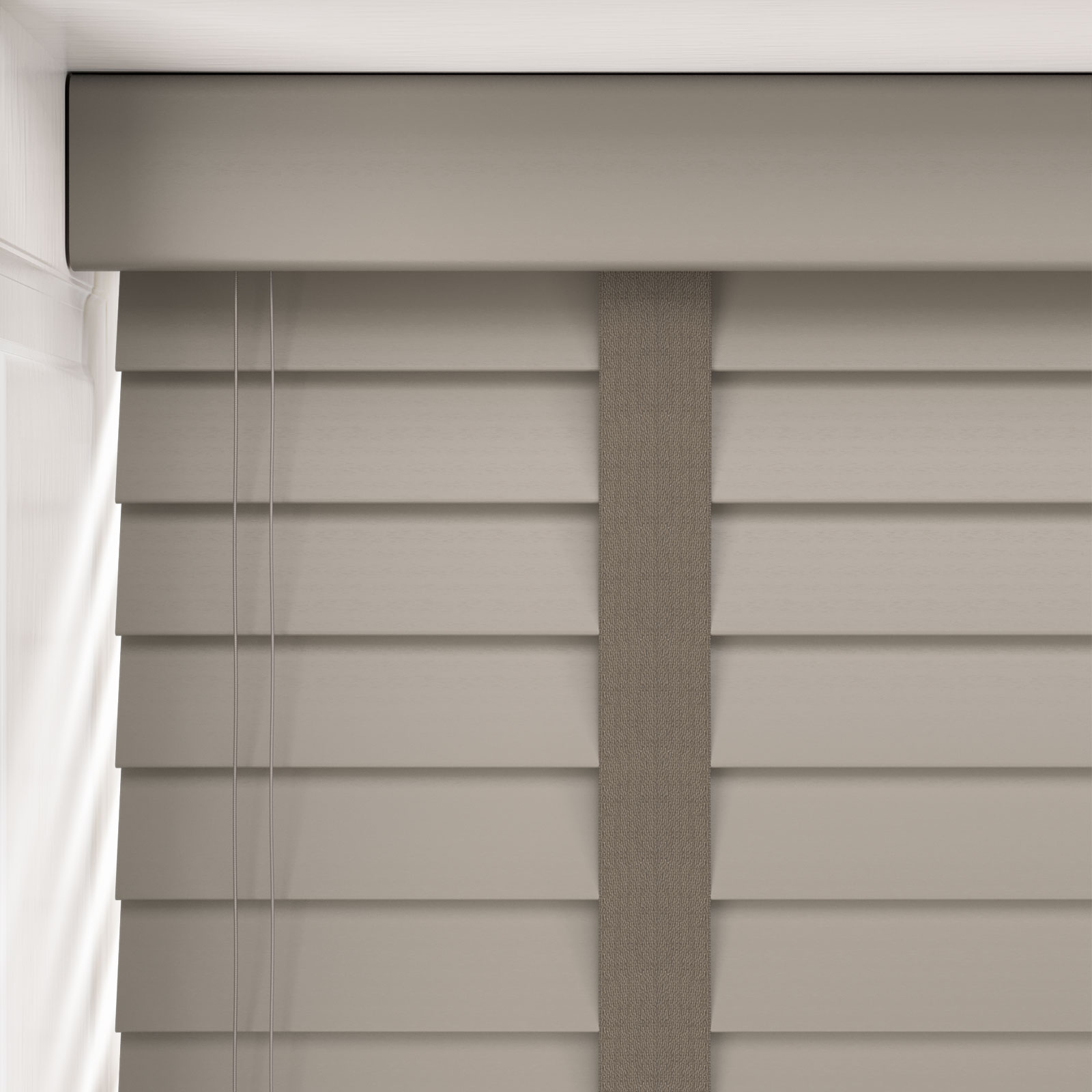 Opulence Clay Grey with Stealth Tapes Wooden Venetian Blind | Blinds Direct