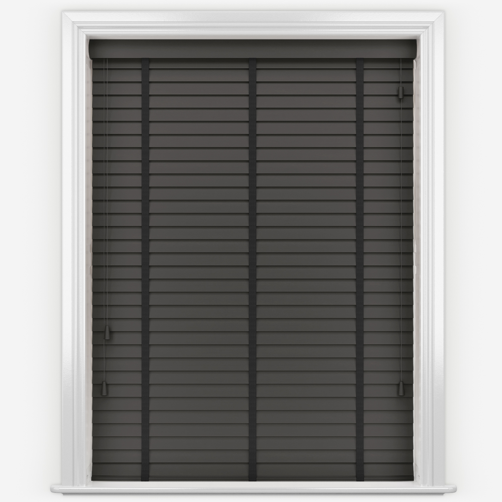 Hikari Bamboo Ember Grey with Black Tapes Wooden Venetian Blind ...
