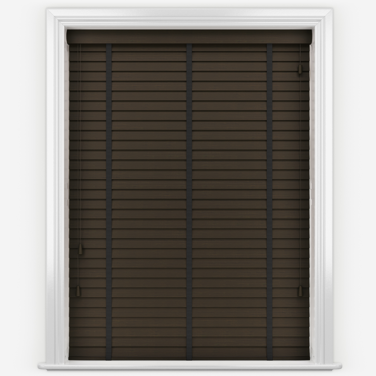 Hikari Bamboo Smoked Walnut with Black Tapes Wooden Venetian Blind ...
