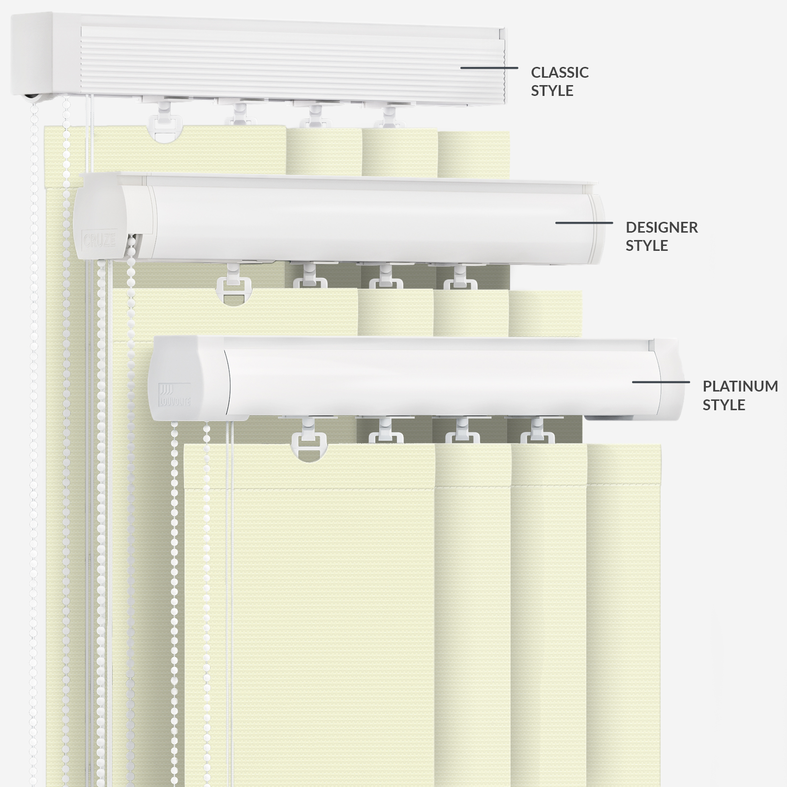 AquaLuxe Butter Vertical Blind | Blinds Direct