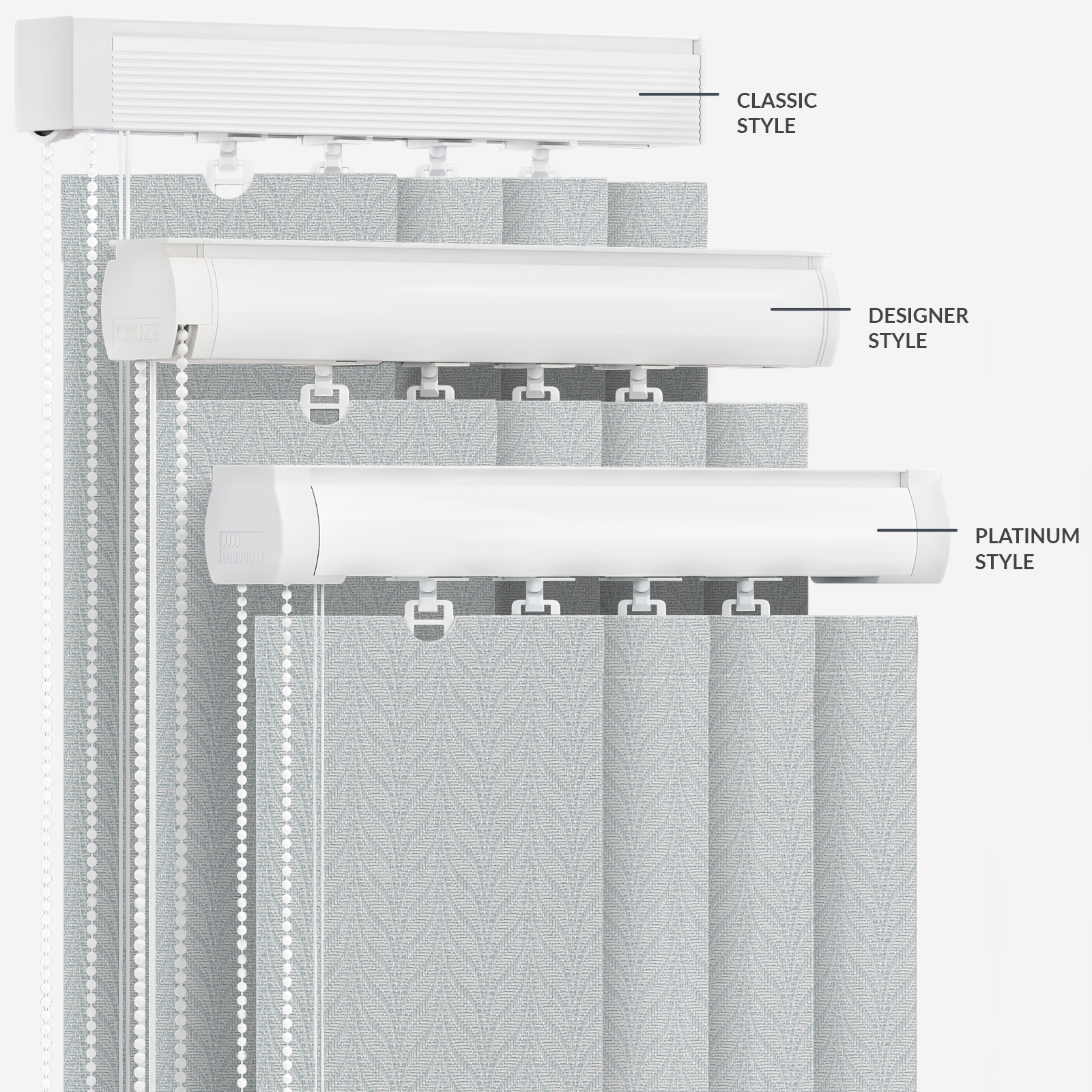 Herringbone Mist Vertical Blind | Blinds Direct