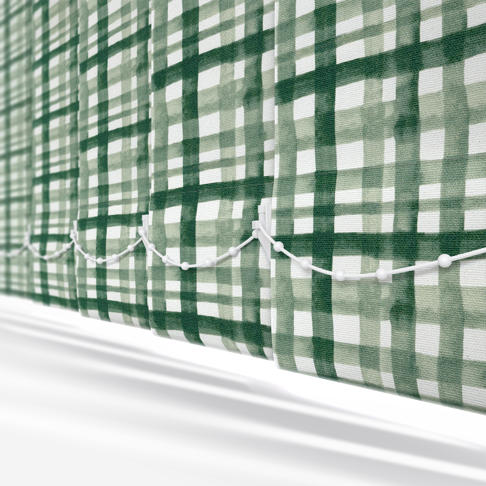 Gingham Evergreen Vertical Blind Replacement Slats | Blinds Direct