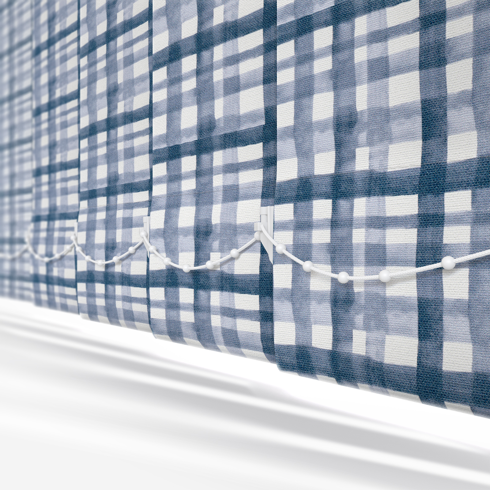 Gingham Marine Vertical Blind Replacement Slats | Blinds Direct