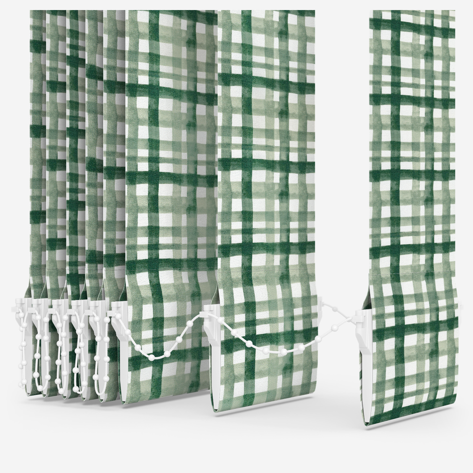 Gingham Evergreen Vertical Blind Replacement Slats | Blinds Direct