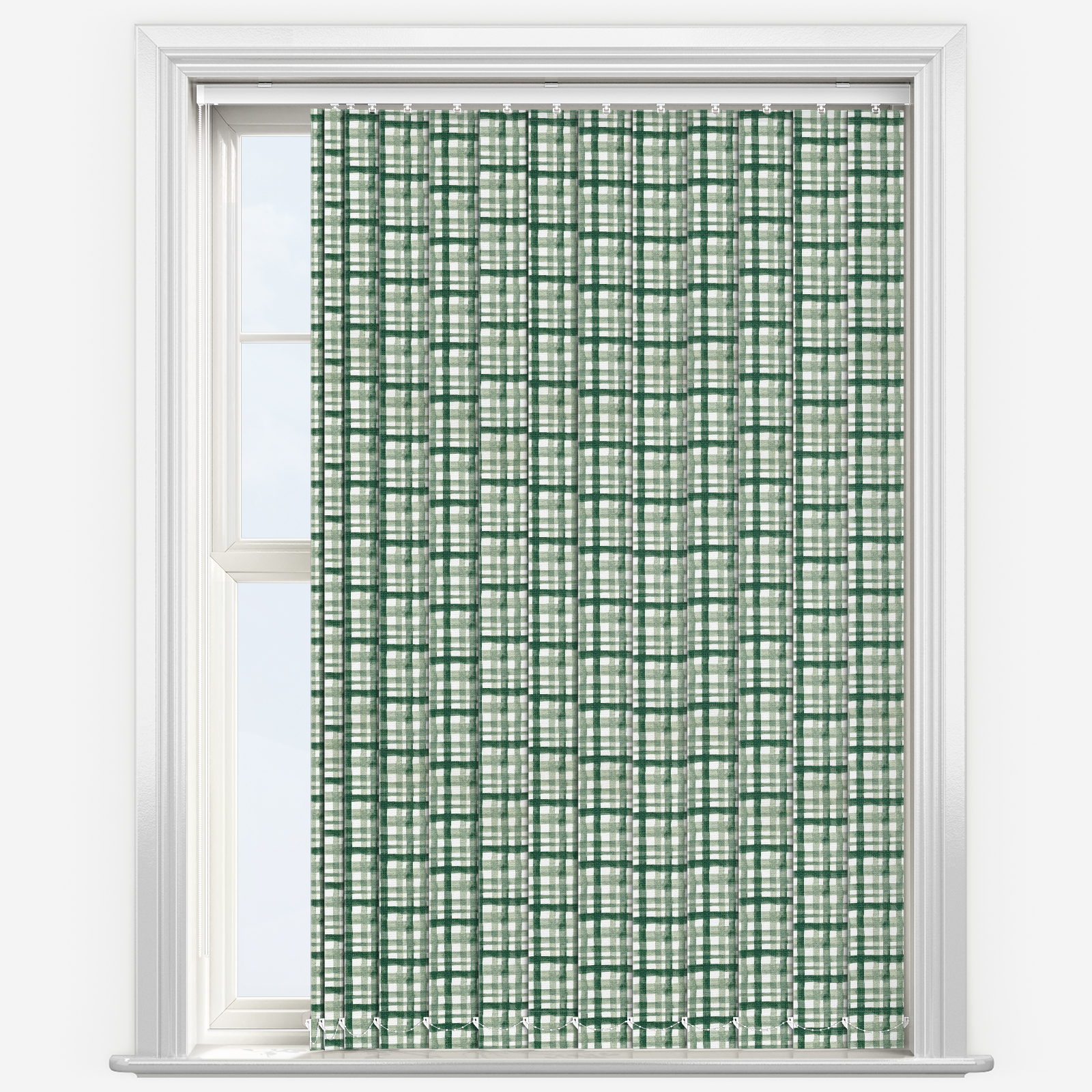 Gingham Evergreen Vertical Blind Replacement Slats | Blinds Direct