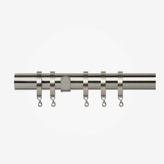 28mm Finesse Satin Silver Curtain Pole | Poles Direct